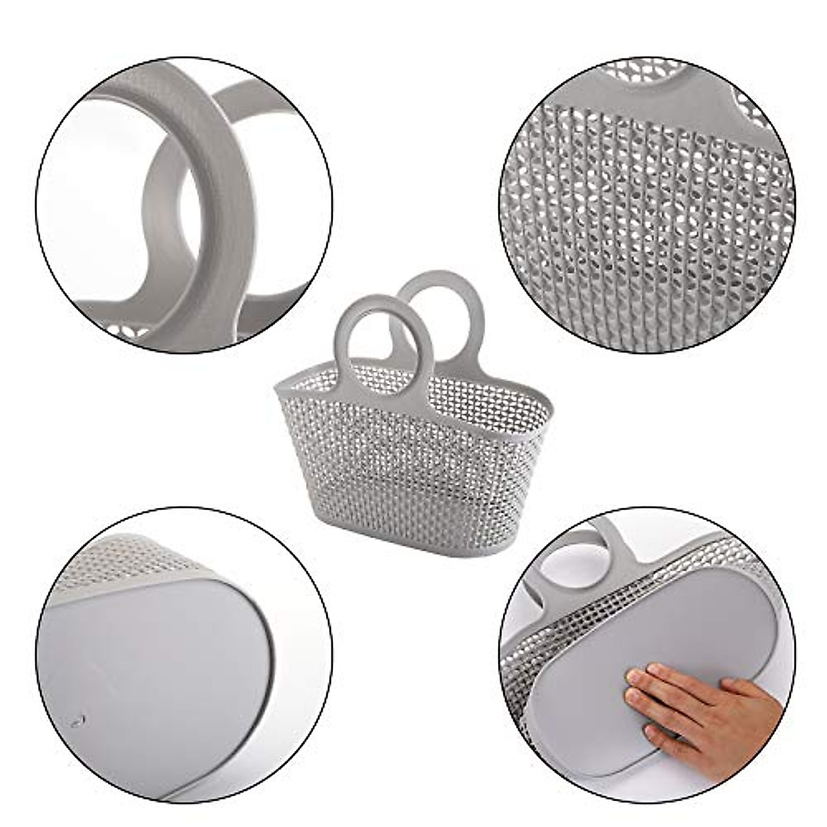 Lawei 4 Pack Shower Caddy Baskets with Handle - Bathroom Shower Tote Basket, Shower Caddy Bins Organizer for Holds Shampoo, Conditioner, Soap, Cosmetics, Beauty Products