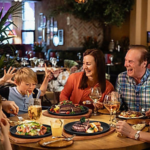 Mimorou 4 Sets Cast Iron Fajita Plate Set 9.84'' Steak Plate Sizzling Pan with Wooden Base and Gripper for Home Restaurant Kitchen Catering Cooking for Grilling Meats Seafood