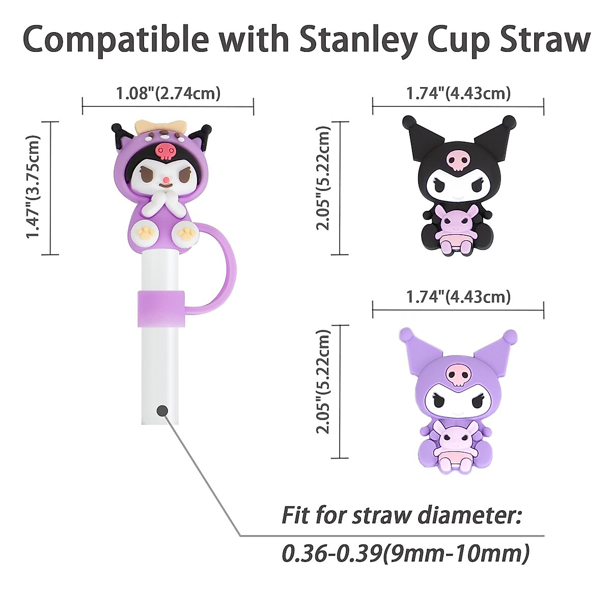 Stanley Cup Accessories Set Including 2 Pcs Silicone Spill-Proof Stoppers 1Pcs Decorsnap 7 Pcs Cup Decorations and 3 Pcs Straw Cover for 10MM Straws Compatible with Stanley 40oz Tumbler (Devil)