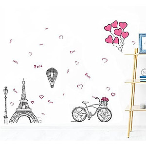 CIWEI Paris Wall Stickers- Eiffel Tower Wall Decal- Paris Wall Decor for Girl Bedroom Living Room Paris Themed Party Decoration 23.6 × 35.4 Inch