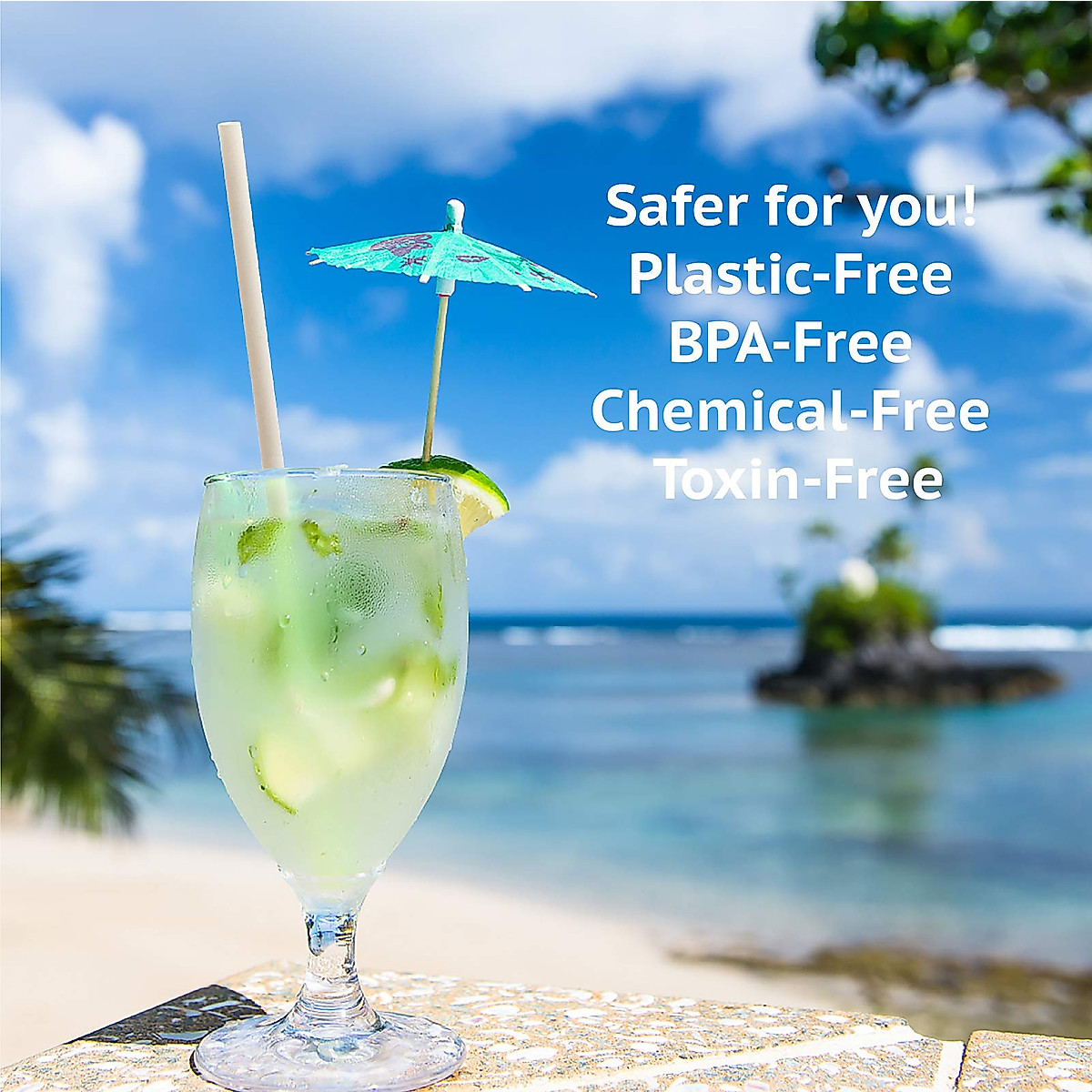 Biodegradable Bamboo Fiber Straws | 200 PCS 7.8'' Compostable Eco-Friendly Drinking Straws Disposable | Durable for Hot & Cold Drinks