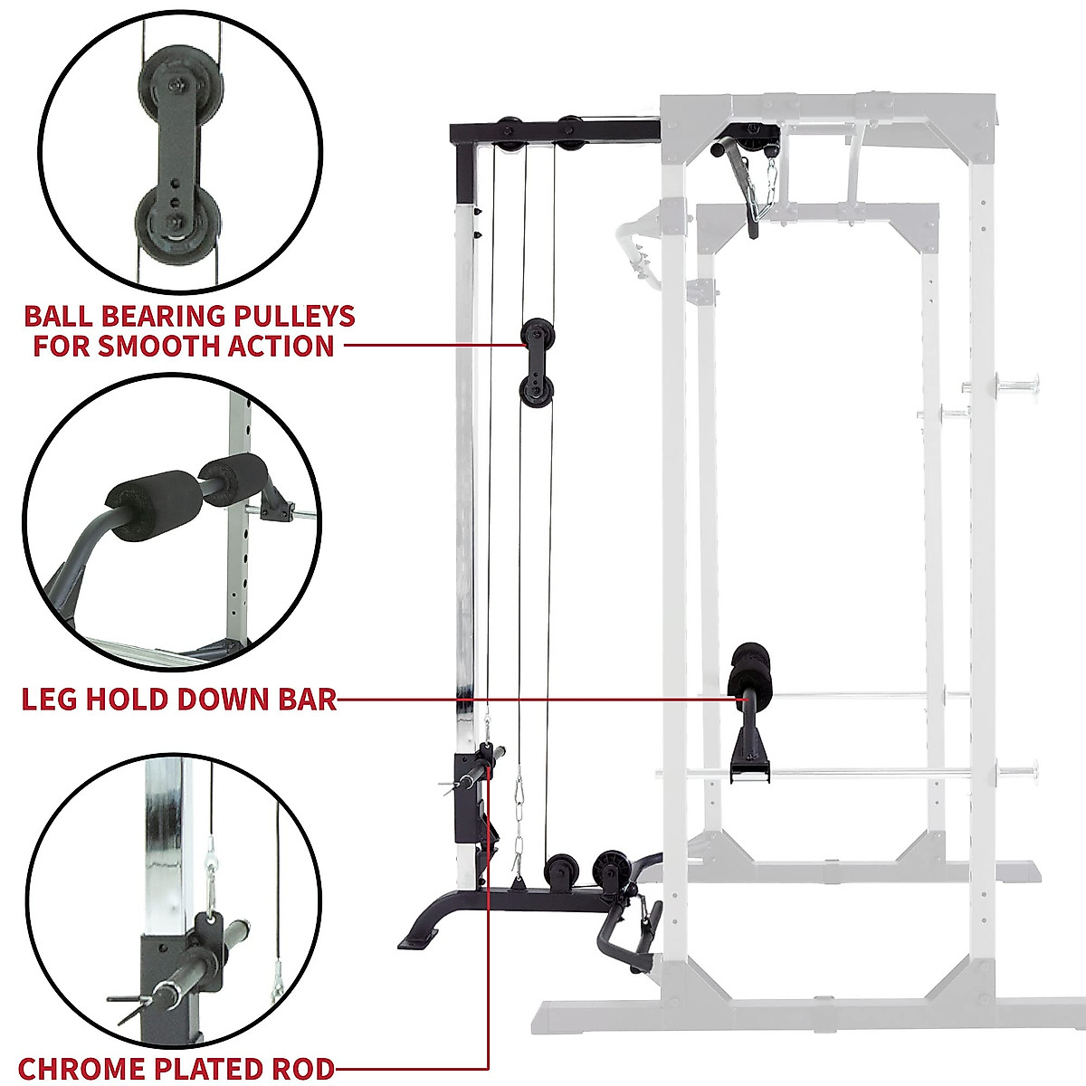 Fitness Reality unisex adult Pull-down Only Lat Pull down Attachment, Chrome, Black, One Size US