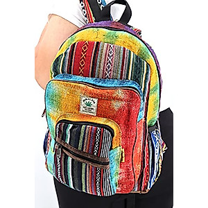 Himalaya Handmade Unique Design Tie Dye 100% Himalaya Hemp Backpack Hippie Backpack Festival Backpack Hiking and Laptop Backpack FAIR 17inch x 11inch x 6.5inch inch / 43 x 28 x 16 cm