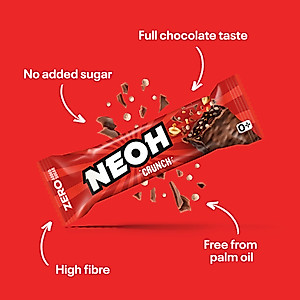 NEOH Chocolate Bars - Keto Chocolate Dipped Candy Bar, Gluten-Free Low-Calorie, Low-Carb, Plant-Based, High-Fiber Snacks, No Added Sugar, 1 Ounce Individually Wrapped Bars, 12 Pack