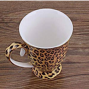 YBK Tech Novelty Porcelain Tea Cup, 9oz Coffee Cup for Home Kitchen Office (Leopard Print)