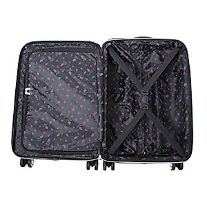 Betsey Johnson Designer Luggage Collection - Expandable 3 Piece Hardside Lightweight Spinner Suitcase Set (Stripe Roses)