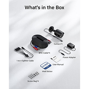 ANNKE 4 Pack 1080P HD TVI Home Security Camera Outdoor Indoor, 1920TVL, IP66 Waterproof, Night/Day Vision, Surveillance CCTV Bullet Camera