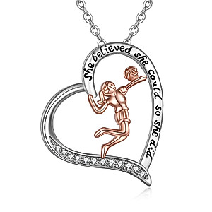 YFN Volleyball Gifts Necklace for Women Sterling Silver Volleyball Pendant Inspirational Jewelry for Volleyball Players