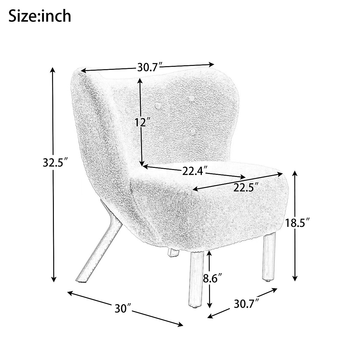 ViolaDresses Modern Accent Chair Lambskin Sherpa Wingback Tufted Side Chair with Solid Wood Legs for Living Room Bedroom，Light Brown