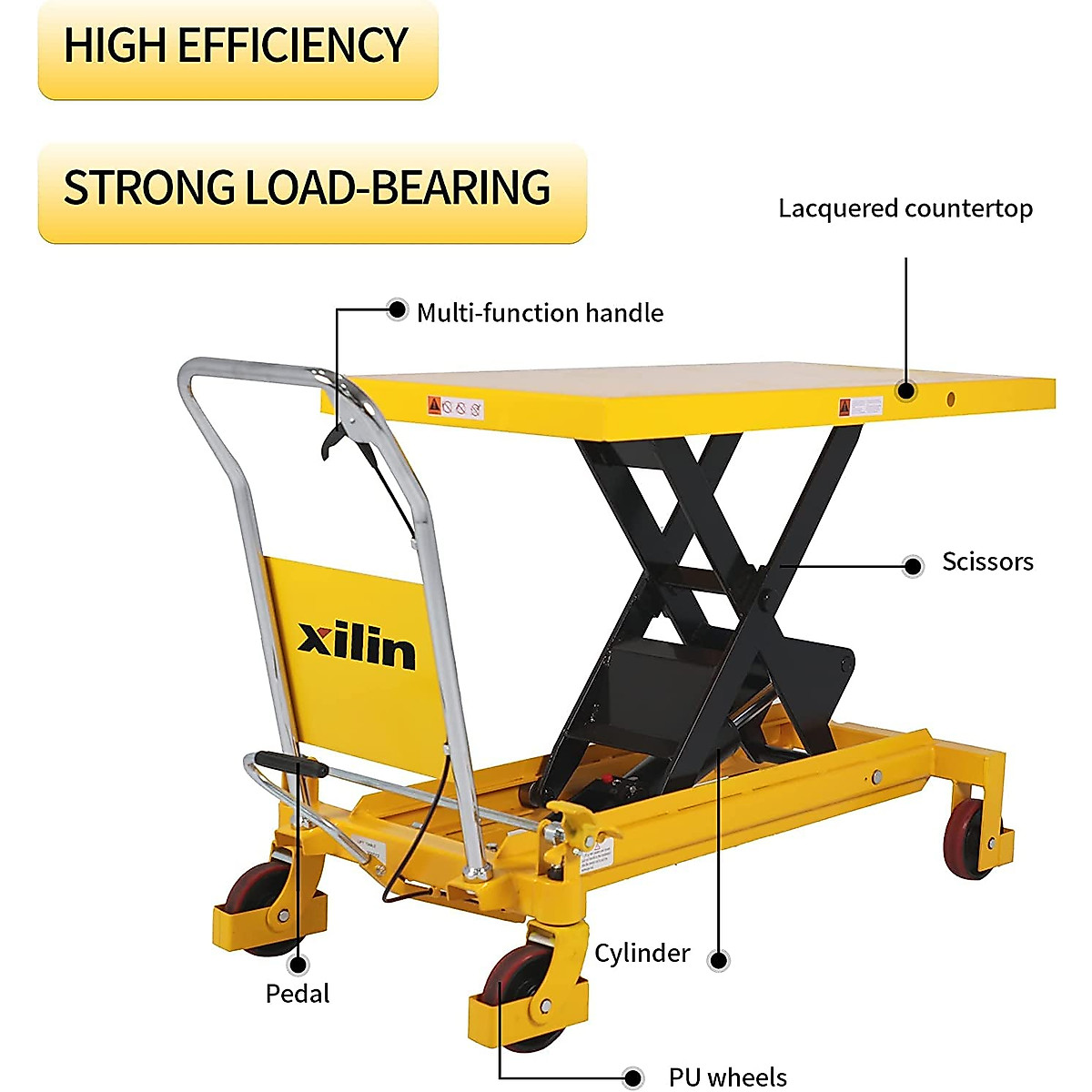 Xilin Scissor Hydraulic Lift Table Cart 3300LBS Capacity 39.4''Lifting Height and 330lb Push Cart Dolly Foldable Platform Truck with Mute Wheel