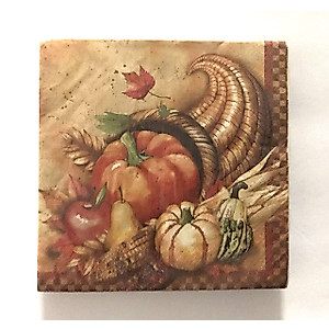 Fall Home Decor Country Glass Kitchen Cutting Board: Coming Home with the Harvest Pumpkin Blue Truck