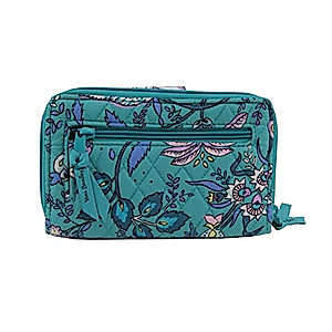 Vera Bradley Cotton RFID Turnlock Wallet, Peacock Garden