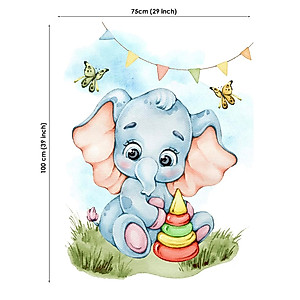 UNIQUE Baby Elephant Fabric Panel 29x39in, Quilting Panel, Baby Quilt Panel, Cotton Baby Panel, Blanket Panel, Sateen Cotton Fabric Panel for Quilting