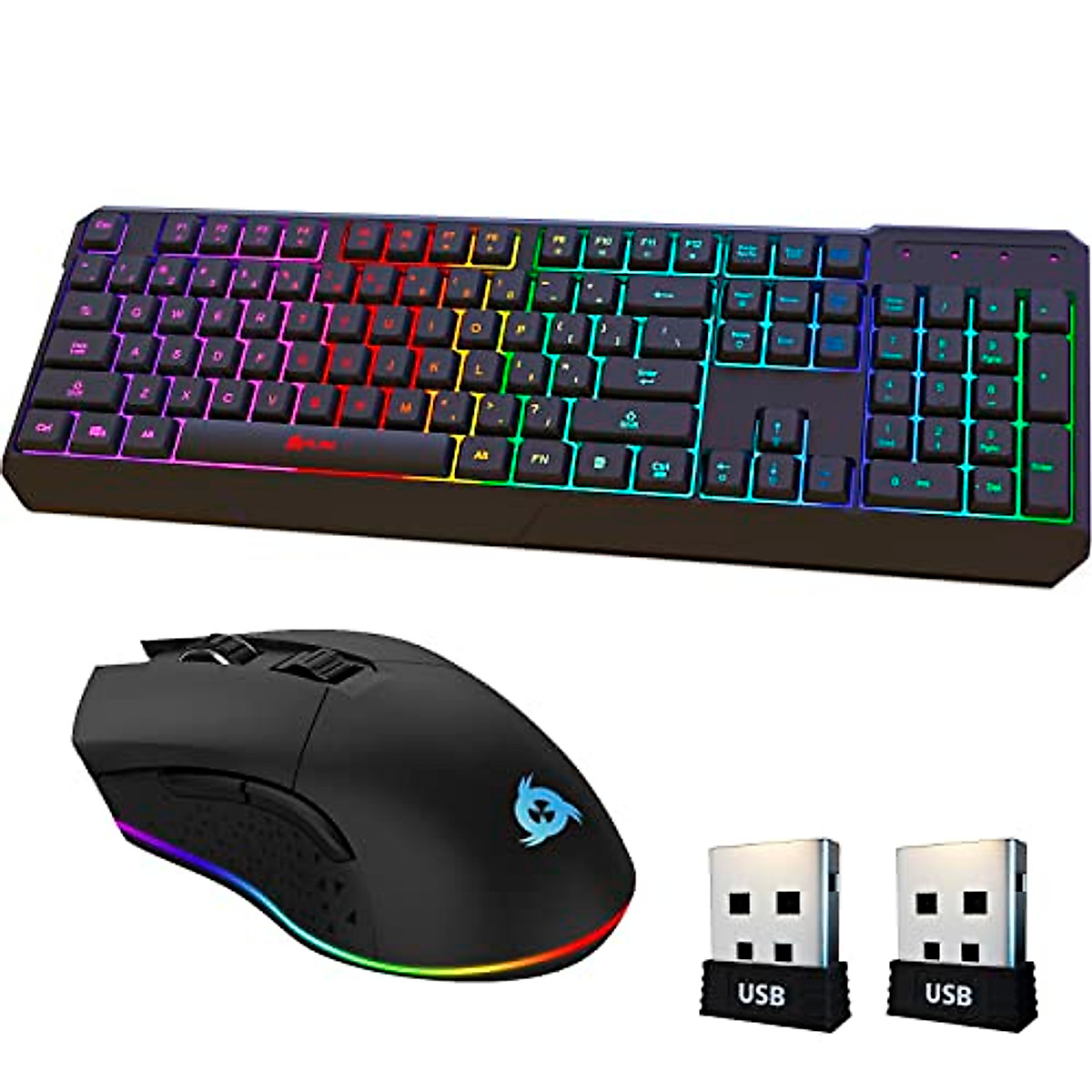 KLIM Blaze & Chroma Wireless Bundle - New 2023 - Wireless Gaming Keyboard and Mouse Combo - Responsive Durable Ergonomic - Backlit Keyboard - RGB Gaming Mouse Wireless - Long-Lasting Built-in Battery