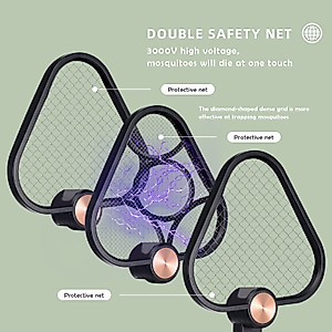 Electric Fly Swatter Racket, 4 in 1 Multifunctional Foldable Wall Mounted Electric Fly Swatter, USB Rechargeable Mosquito Zapper with 3-Layer Safety Mesh, Bug Zapper (1PC)