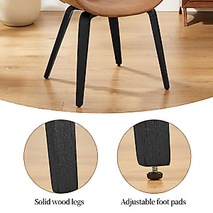 Art Leon Mid Century - Modern Desk Chair No Wheels, Faux Leather Upholstered Wooden Desk Chair, Office Chair with Wood Legs for Living Room Bedroom, Black Oak Bentwood, Brown