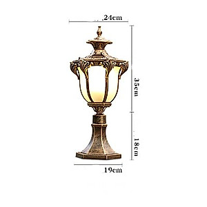 Enlylyog Outdoor Waterproof Column Head Lamp, European Style Outdoor Creative Terrace Villa Home Garden Courtyard Gate Wall Lamp, Hotel Outdoor Garden Lamp