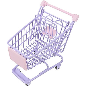 Toddmomy 1pcs Mini Supermarket Handcart,Mini Metal Shopping Cart Supermarket Handcart Shopping Utility Cart Storage Toy Holder,Purple