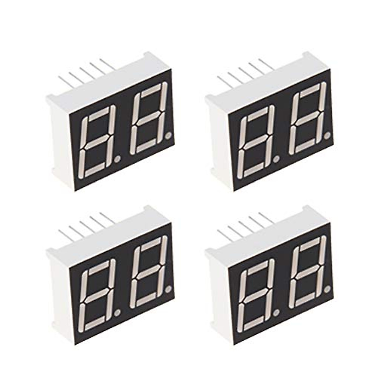 Bettomshin 4Pcs LED Digital Dispaly Common Cathode 10 Pin 2 Bit 1.34 x 0.94 x 0.31inch(LxWxH) 0.56" Red Display Digital Dispaly 5621AH