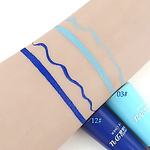evpct 2Pcs Light Baby Bright Royal Sky Navy Cobalt Blue Liquid Eyeliner Set Waterproof Blue Liquid Eye Liners Pencils Waterproof Smudge proof Stamps Eyeliner delineador de ojos contra el agua 03&12