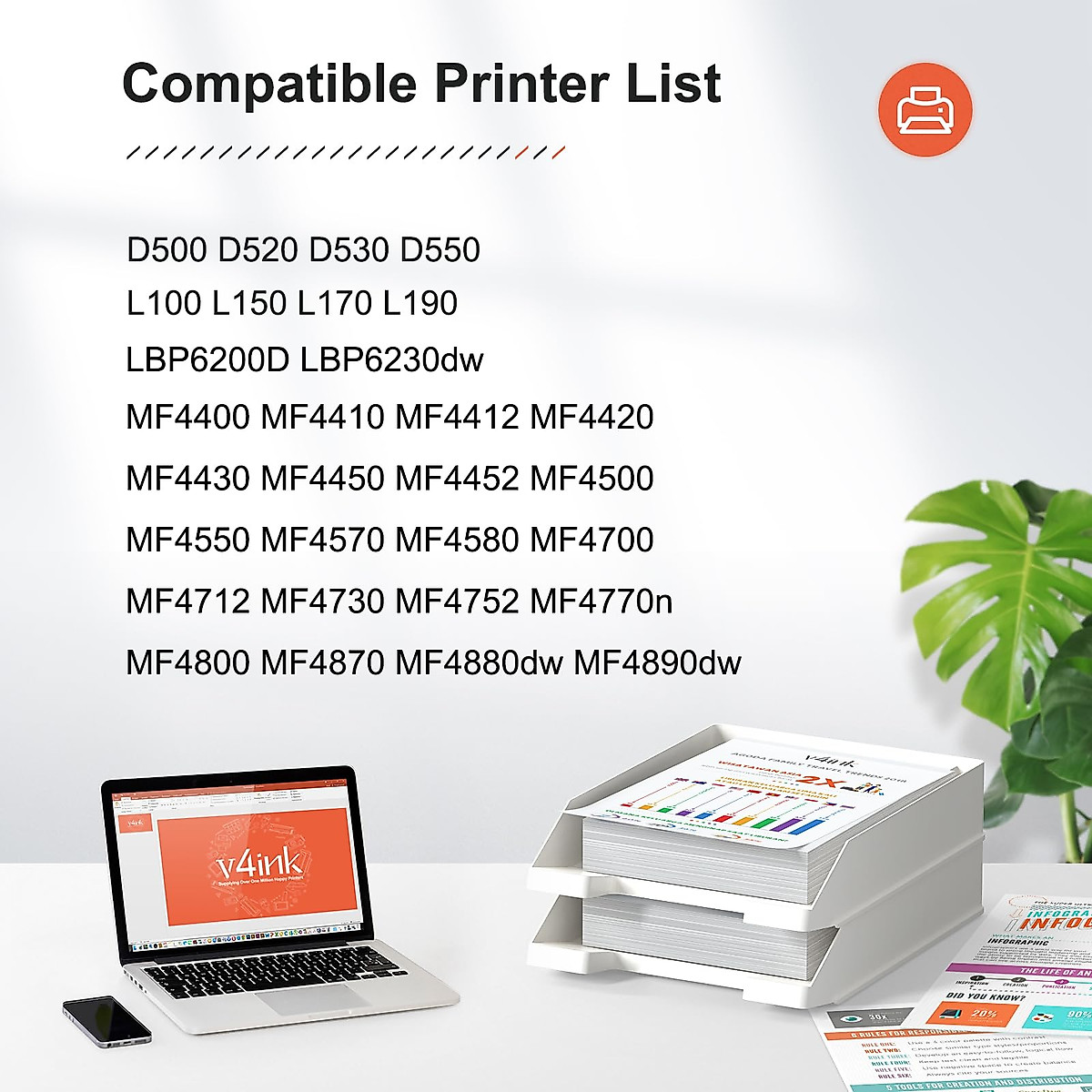 v4ink 4PK Compatible CRG128 Toner Cartridge Replacement for Canon 128 Black Toner Cartridge CRG-128 Ink for Canon imageclass D530 D550 LBP6230dw MF4450 MF4570dw MF4770n MF4890dw MF4880dw Printer