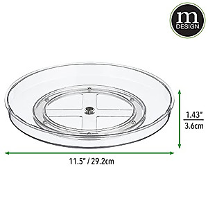 mDesign Lazy Susan Turntable Plastic Spinner for Kitchen/Bathroom, Pantry, Fridge, Cupboards, or Counter Organizing, Fully Rotating Organizer for Food, 11.5" Round - Lumiere Collection - 2 Pack, Clear