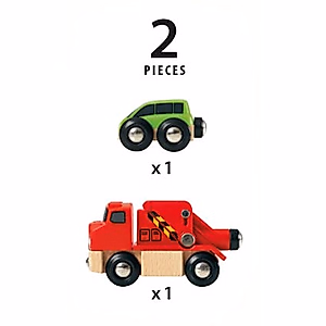 Brio World 33528 - Trusty Tow Truck - Wooden Toy Train Accessory for Kids Ages 3 and Up