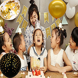 75Pcs Black Gold Confetti Balloons, 22 Inch Huge Gold Explosion Star Aluminum Foil Balloons for Birthday, Graduation, Wedding, Baby Shower, Black and Gold Party Decorations Supplies.