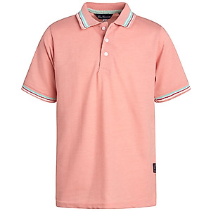 Ben Sherman Boys' Polo Shirt - Classic Fit Short Sleeve Pique Polo - Comfort Stretch Golf Shirt for Boys (8-18), Size 10-12, Pink