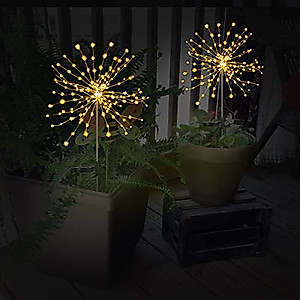 Lanthium Firework Solar Lights Outdoor, 6 Packs with 630 LEDs and Flexible Copper Wire, 2 Lighting Modes Solar Firework Lights Outdoor Waterproof for Garden, Landscape, Passage, Decor