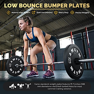 AMGYM LB Bumper Plates Olympic Weight Plates, Bumper Weight Plates, Steel Insert, Strength Training(260LB Set)