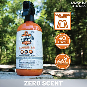 Ranger Ready Permethrin Spray for Clothes and Outdoor Gear - Permethrin Insect & Tick Repellent - Scent Zero (24oz, Pack of 2)