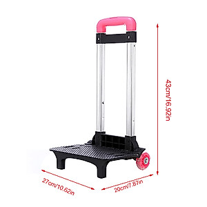 Student's Luggage Travel Hand Cart Aluminium Alloy Backpack Trolley 2 Wheels Foldable Hand Cart for School Bags Backpack Trolley for School Bags pet Bag 2-Wheel Foldable Trolley cart Hand cart
