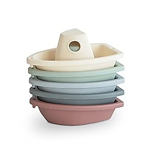mushie Stackable Bath Boats Toy | Floating Bathtub Toys for Baby & Toddler, Set of 5 | Made in Denmark