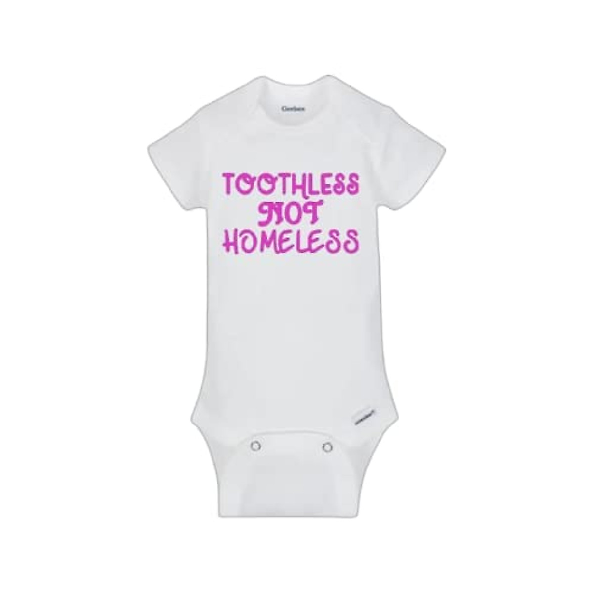 Bravotv Real Housewives of Beverly Hills Baby Bodysuit Onesie - Toothless Not Homeless (6-9 Months, White/Hot Pink)