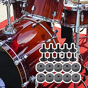 Yibuy Black Drum Set Replacement Parts 15mm Thick Felt Washers & Plastic Long Flanged Cymbal Sleeves Pack of 10