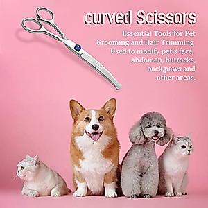 LILYS PET 6.5" Right-handed Pet Round-Tip Grooming Stainless steel Safety Grooming for Dogs and Cats (Curved Scissor)