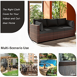 Snubbull 8p Outdoor Cushion Slipcovers Outdoor Patio Cushions Covers Replacement Waterproof with Zipper for 3-Seat Outdoor Rattan Sofa Patio Furniture Cushion Covers, Covers Only