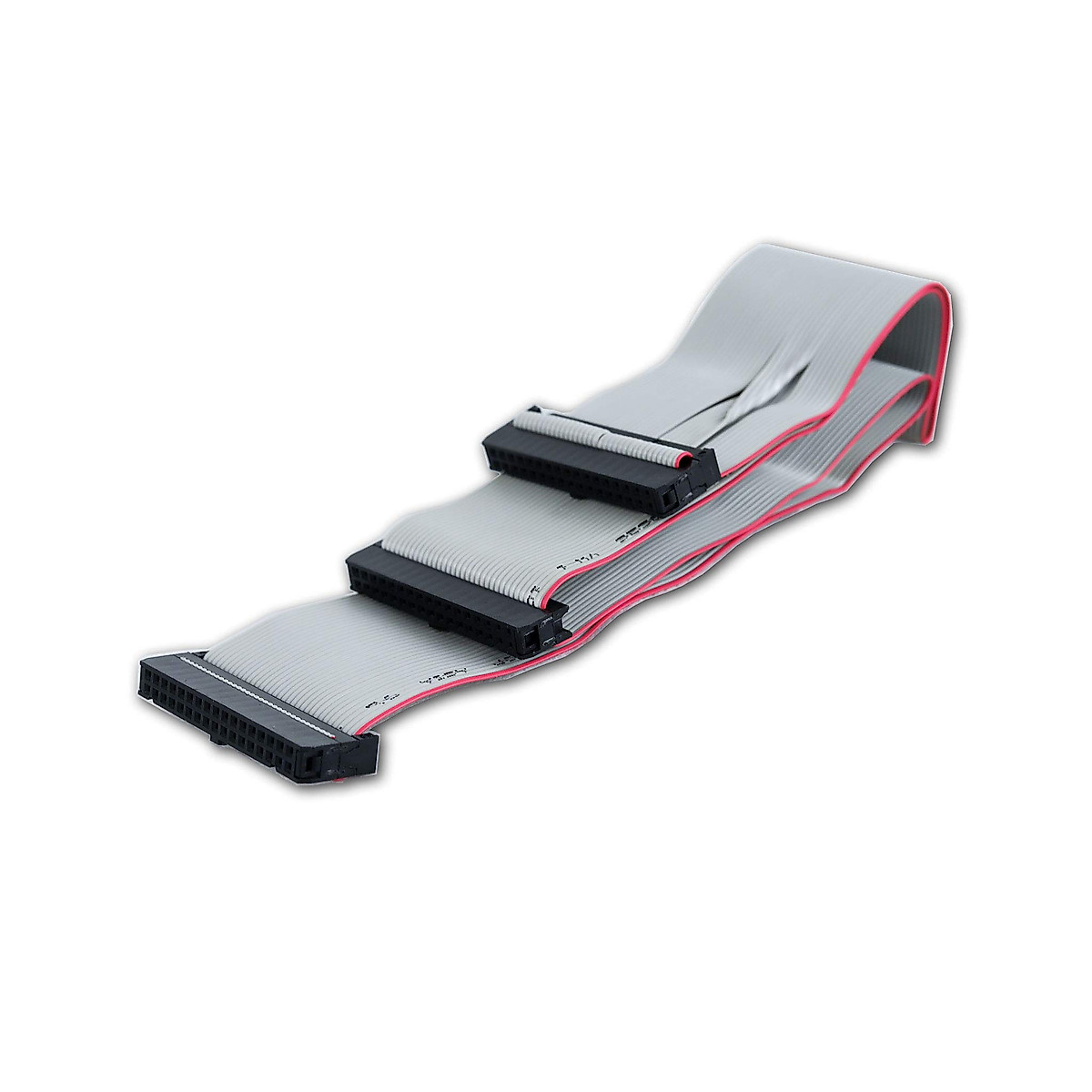 IAENCLOSURES.COM CAB-FDDS19-3H-2PK 20 inch Universal 34 pin Floppy Drive Ribbon Cable for 3.5 inch Floppy Disk Drive. (3) 34 Pin 2.54mm Pitch IDC Female Connectors. (2 Pack Version)