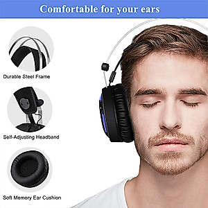 ALWUP Stereo Gaming Headset for PS4, Xbox One Headset, Lightweight Noise Cancelling Over Ear PC PS5 Gaming Headphones with Anti-Noise Mic, 50mm Drivers, Surround Sound, Soft Memory Earmuffs