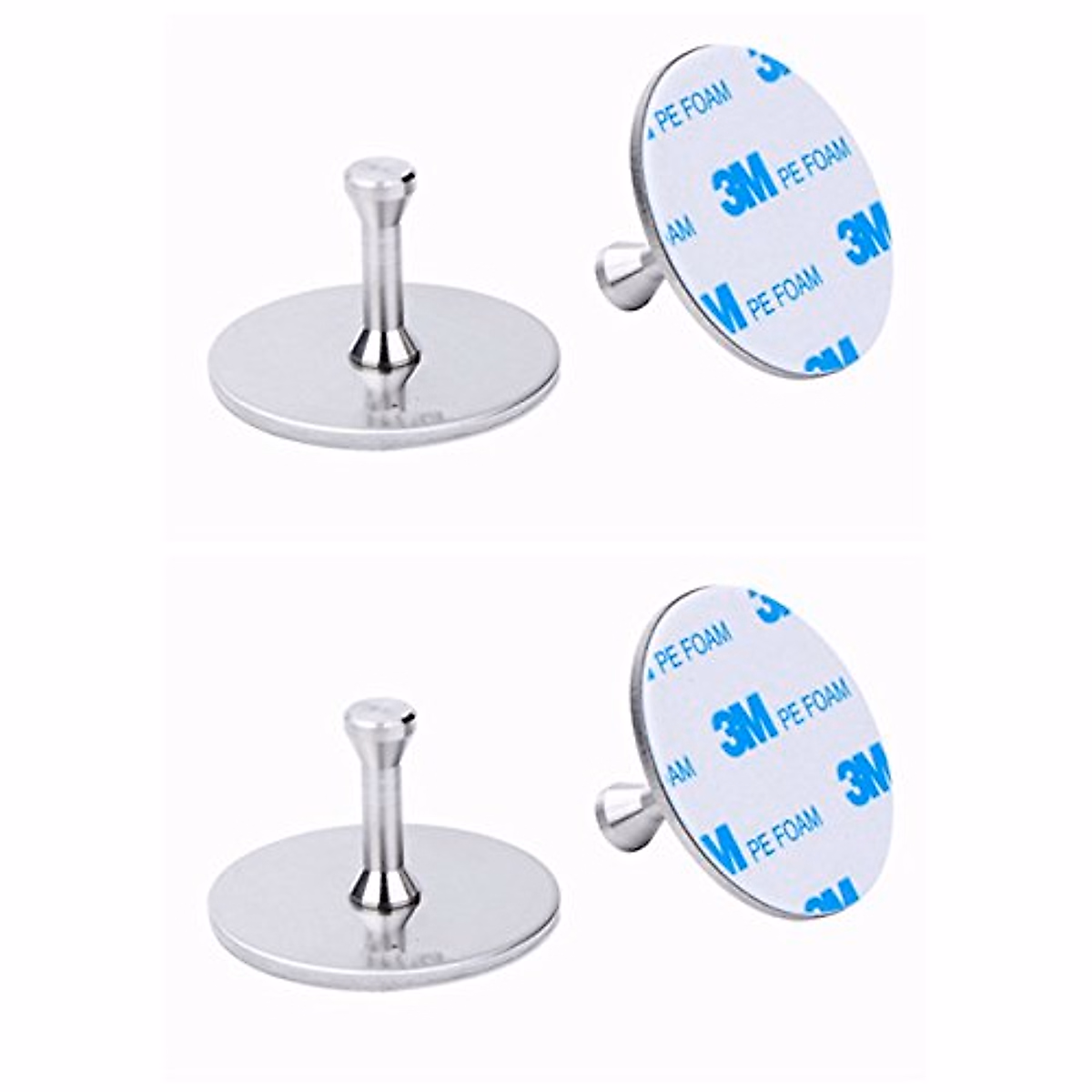 TENSKY Adhesive Bath Towel Hook Stainless Steel Robe Hook and Self Sitck On Wall Single Coat Hook Heavy Duty Brushed Finish Round Base 4 Pieces