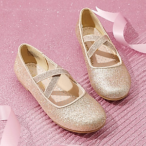 DREAM PAIRS Unisex-Child Flats,Mary Jane, Gold, 2 Little Kid