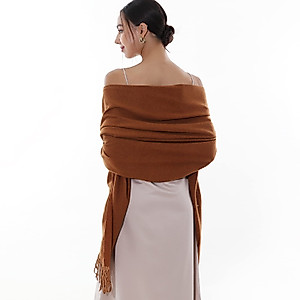 RIIQIICHY Winter Scarf for Women Caramel Pashmina Shawls Wraps for Evening Dresses Large Warm Soft Scarves