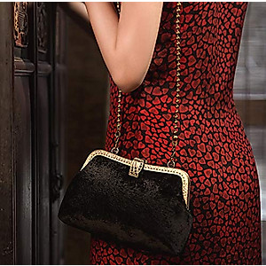 Jan&Dee Women Silk Velvet Evening Handbag Party Bridal Clutch Purse Shoulder Cross Body Bag Top Handle