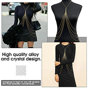 Yomiie Pearl Body Chain Sexy Cross Chest Chain Multilayer Gold Layered Tassels Fashion Pearl Necklace Body Chains Jewelry Hot Bikini Bra Beach Show for Women