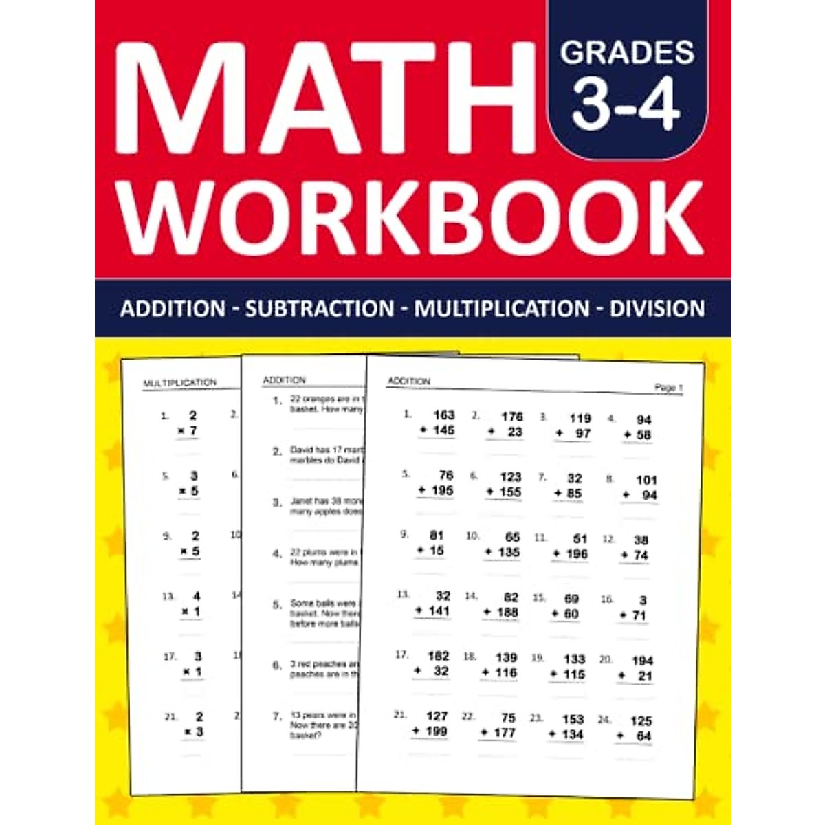 Math Workbook Grade 3 & 4 Addition, Subtraction, Multiplication, and Division Exercises: 3rd Grade and 4th Grade Math Practice Workbook With 880 ... |Math Worksheets For Grade 3 & 4 (Ages 8-10)