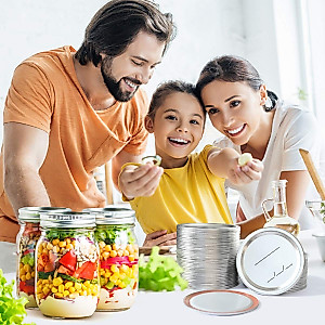 Canning Lids Regular Mouth For Ball/Kerr Jars, Split-Type Metal Mason Jar Lids with Silicone Seals, Silver, 48 Count