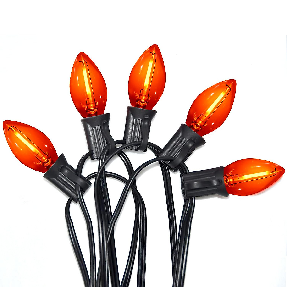 SOTOPOO Orange E12 LED Bulb, 25 Pack C7 Orange Light Bulbs, C7 LED Replacement Bulbs for Christmas Halloween Indoor Outdoor String Lights, C7/E12 Candelabra Bulb, 0.6Watt