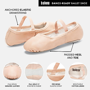 Balera Womens Ballet Shoe Leather Full Sole