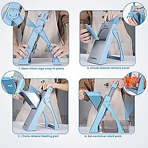 Upgrade Safe Mandoline Slicer, Bigger Entrance SupMaKin Vegetable Potato Slicer Chopper, Adjustable Thickness Multi Mandolin, Julienne + Dicer Kitchen Must Haves (Blue)